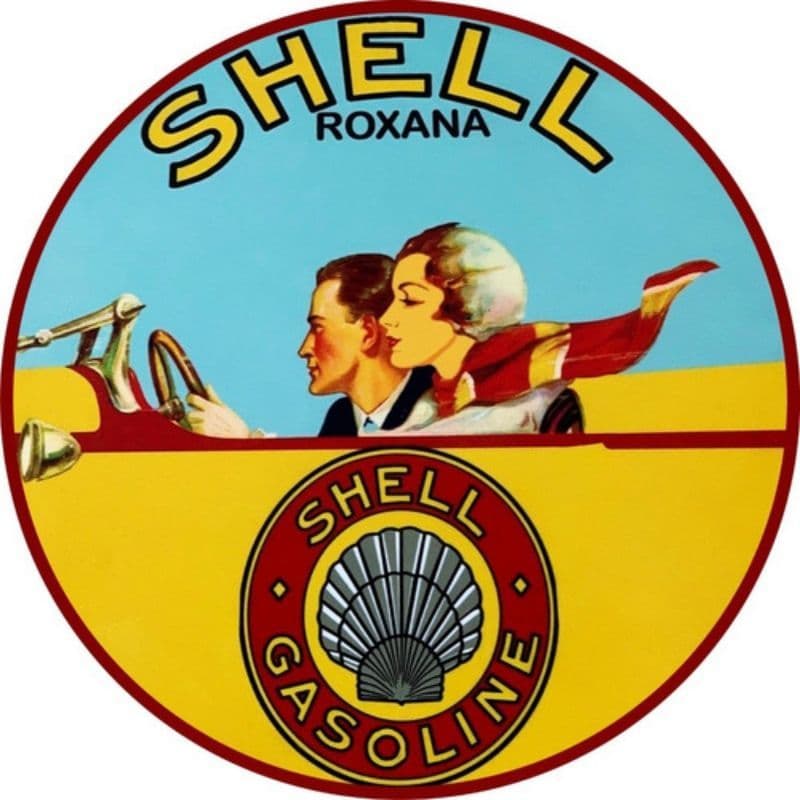 Shell Gasoline Roxana round steel sign 360mm diameter RV