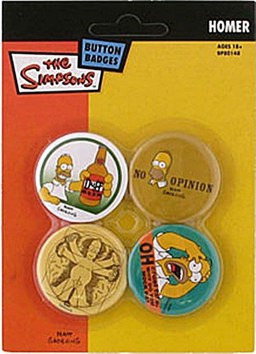 Simpsons Homer 4 Pin Badges in Pack mm