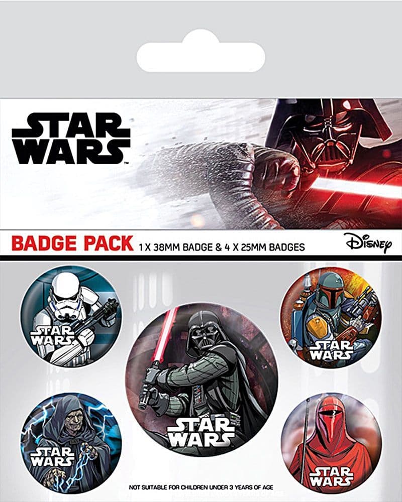 Star Wars Dark Side Characters 5 round Pin Badges in Pack py