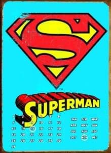 Superman Logo everlasting metal wall calendar 400mm x 300mm fd