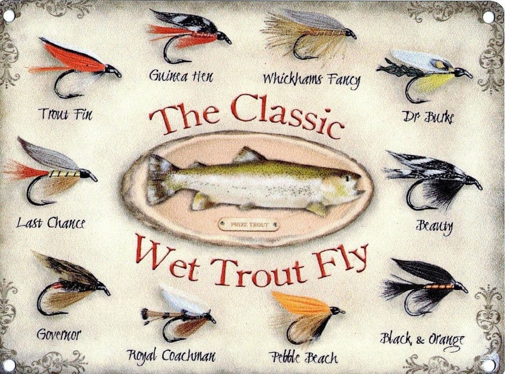 The Classic Wet Trout Fly Steel Sign 200mm x 150mm