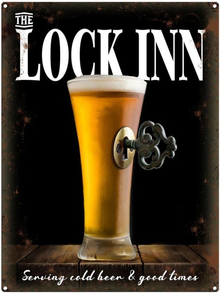 The Lock Inn Pub Sign small steel sign 200mm x 150mm og