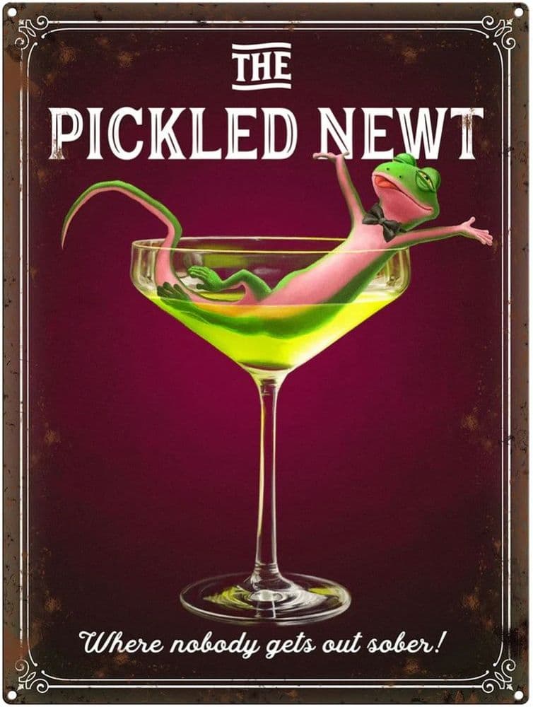 The Pickled Newt Pub Sign Small Metal Sign 200mm x 150mm og