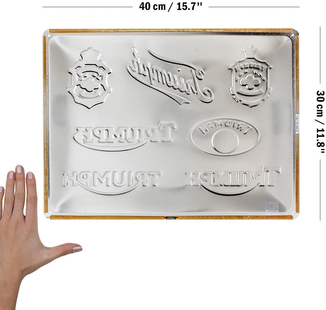 Triumph Logo Evolution large embossed metal sign 400mm x 300mm na