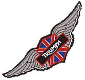 Triumph Motorcycles gold wings iron-on/sew-on cloth patch 125mm x 40mm os