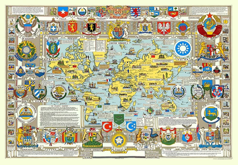 United Nations Map of the World 1948 1000 Piece Jigsaw Puzzle jg