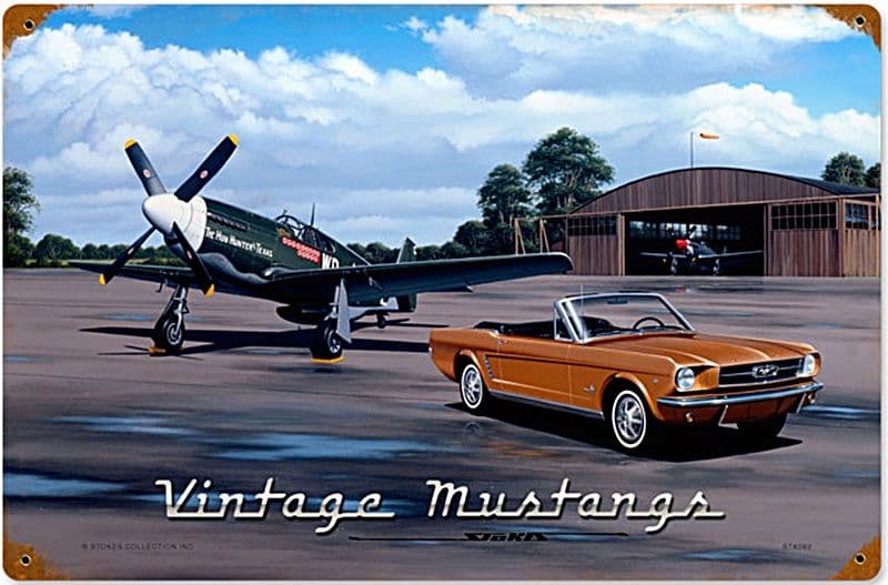 Vintage Mustangs rusted steel sign 445mm x 290mm pst