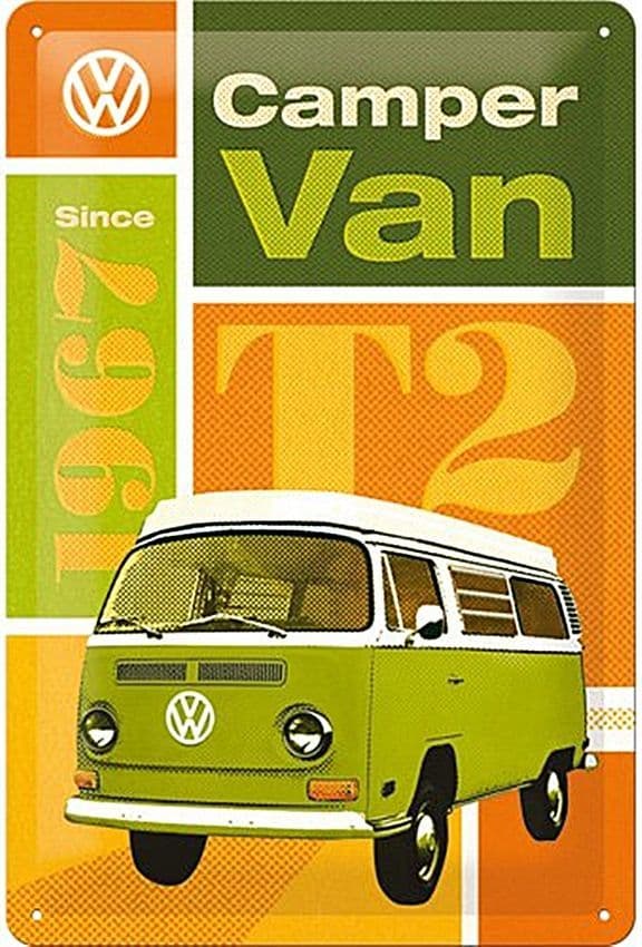 VW Volkswagen Camper Van T2 embossed metal sign 300mm x 200mm na
