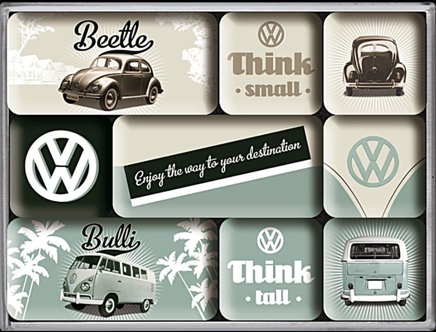 VW Volkswagen Small & Tall set of 9 mini fridge magnets in box na