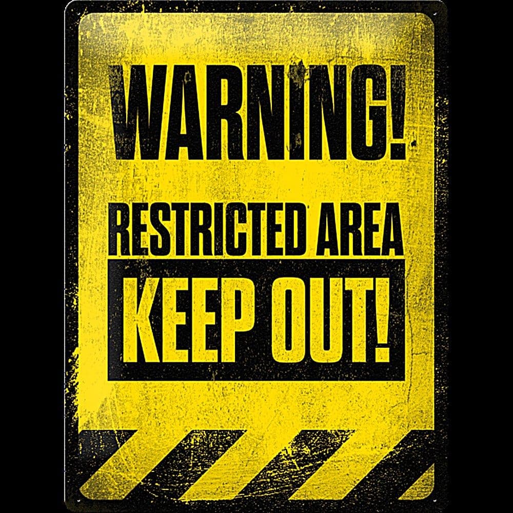 Warning Restricted Area Keep Out large embossed steel sign na 4030