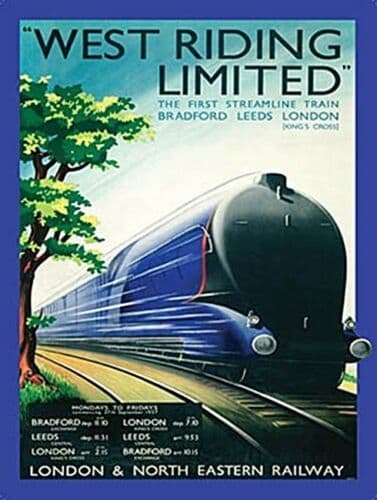 West Riding Limited LNER large steel sign 400mm x 300mm og
