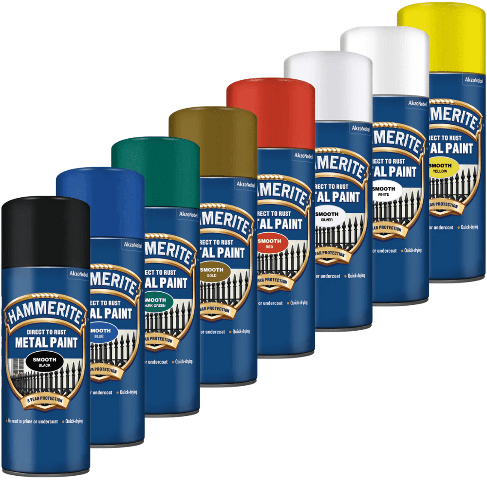 Hammerite Direct To Rust Metal Paint Smooth Finish Aerosol 400ml Black