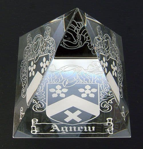 Coat of Arms Family Crest Crystal Pyramid PERSONALISED ref CPFC