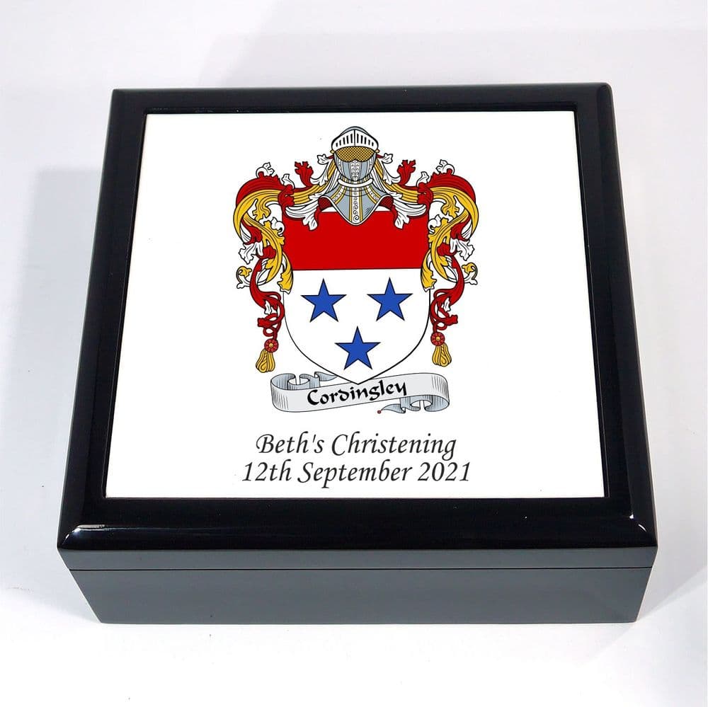 Family Crest Coat of Arms Trinket / Keepsake Box PERSONALISED ref TBBL