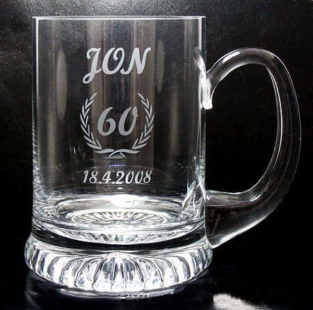 Glass Tankard PERSONALISED ENGRAVED ref PCT1