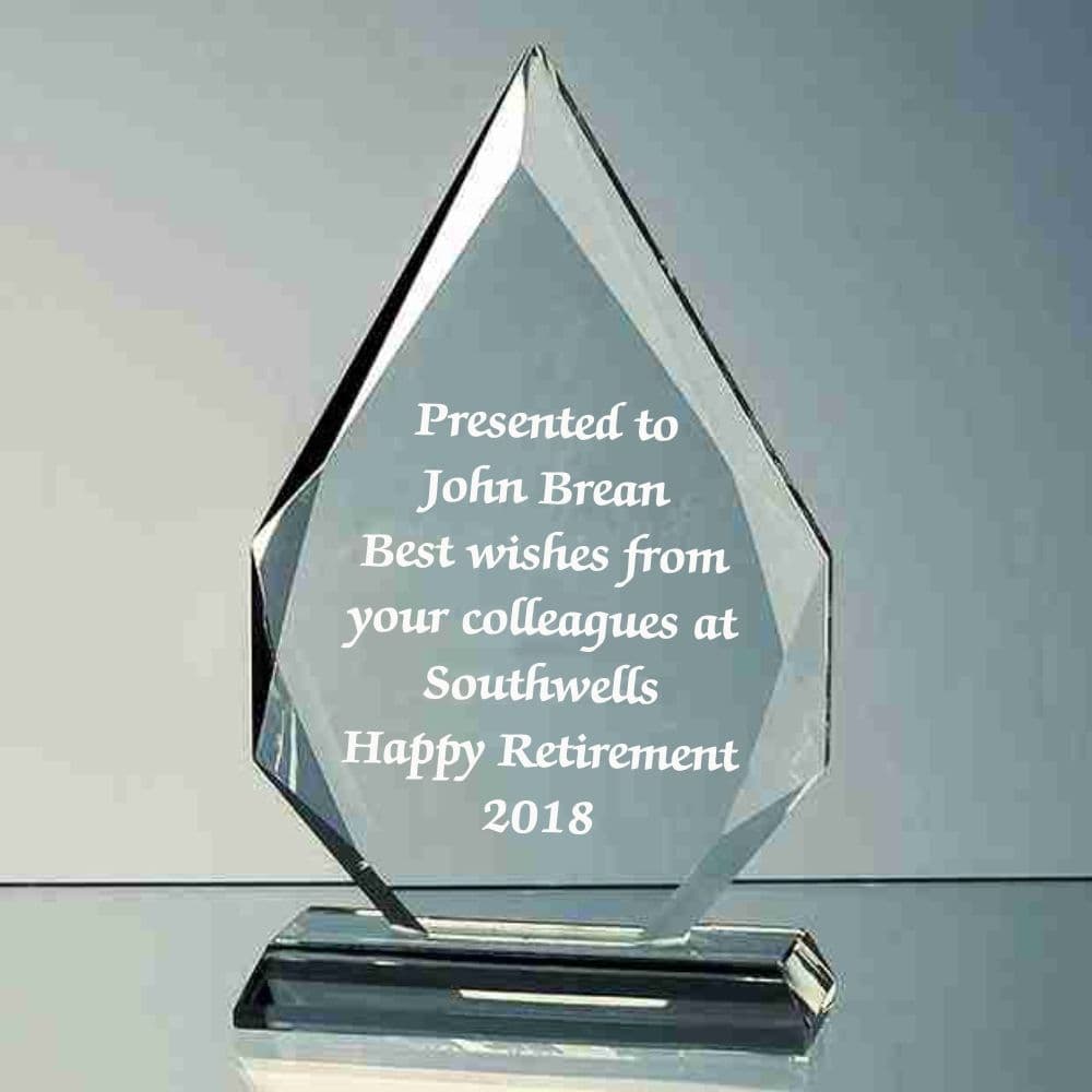 Jade Glass Facetted Diamond Award ref JGFD