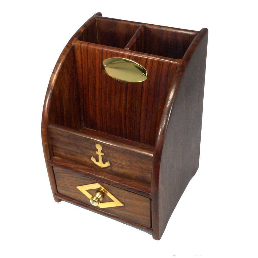 Nautical Style Wooden Desk Tidy Box PERSONALISED ref WDTB
