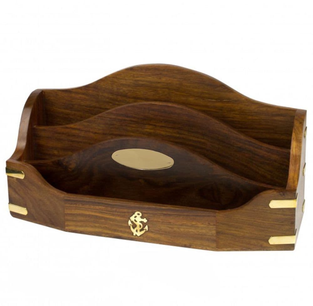 Nautical Style Wooden Desk Tidy / Letter Rack PERSONALISED ref NWSR