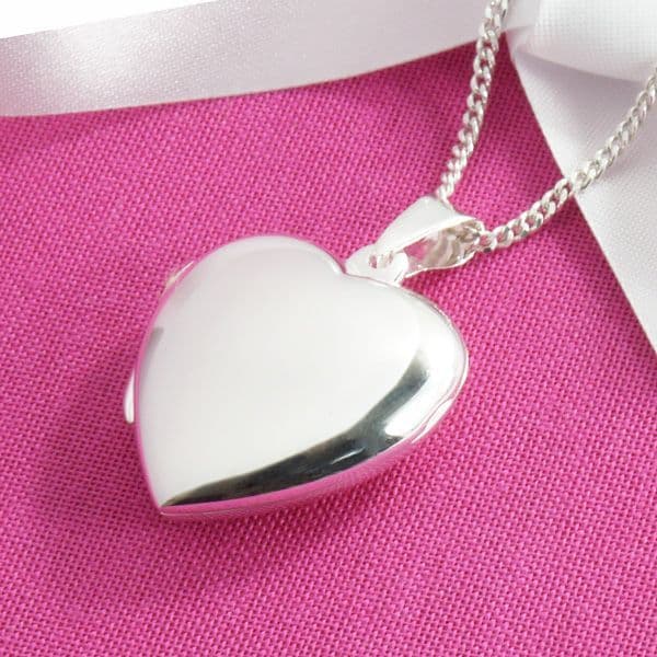 Silver Plain Heart Locket personalised ref SPHL