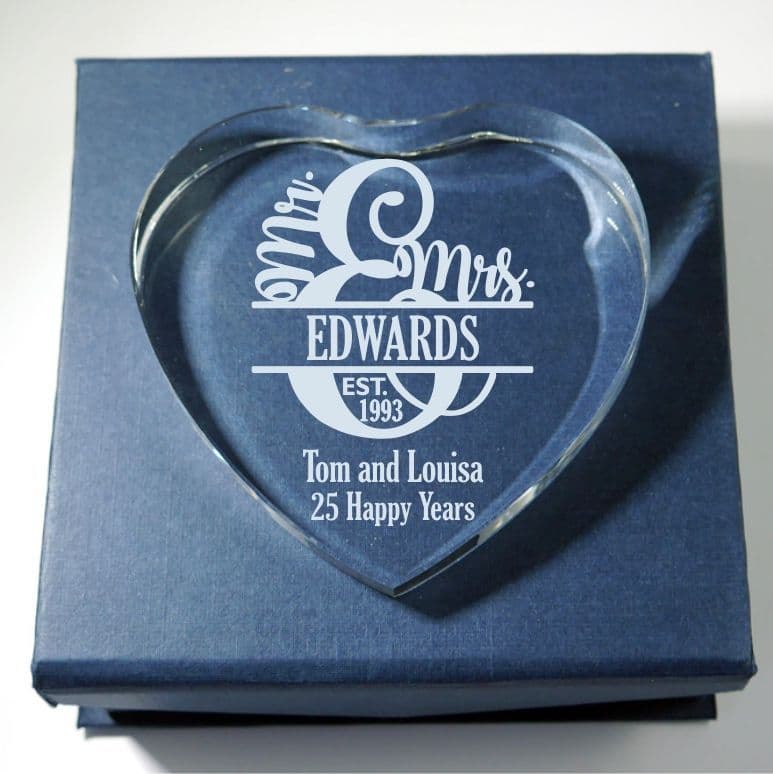 Wedding or Anniversary Paperweight PERSONALISED ref WPW1