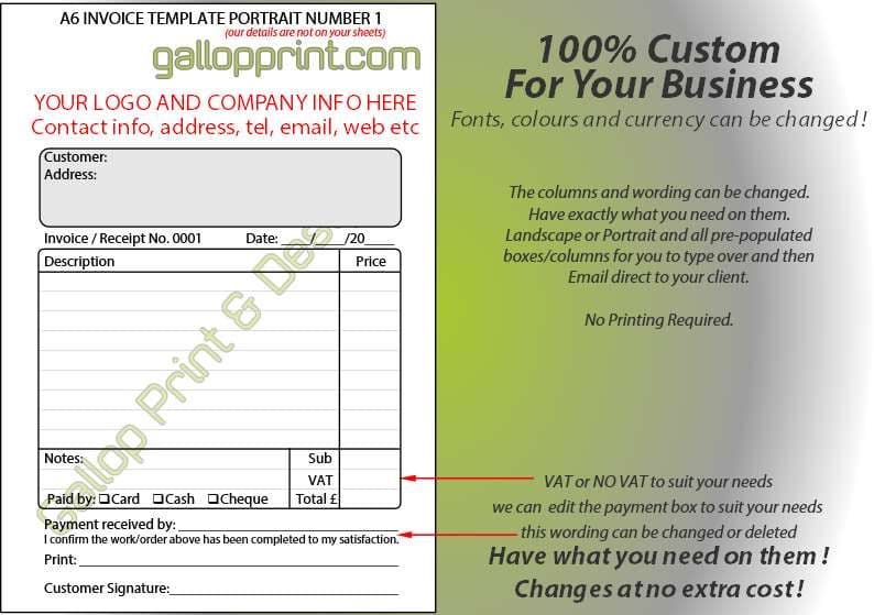 Digital DL or A6 Invoice/Quote Editable PDF