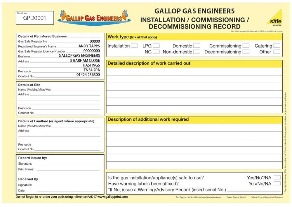 Installation / Commissioning /De-Commissioning Personalised Pad 17
