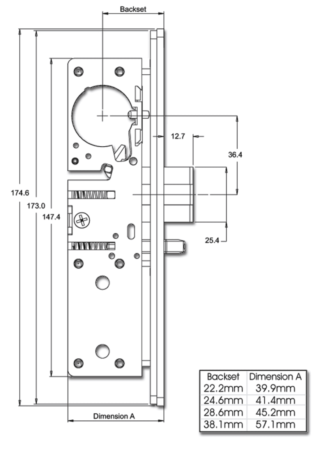 ALPRO Screw-In Mortice Deadlatch Case