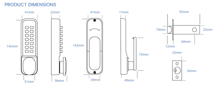 ASEC AS3300 Series Easy Code Change Digital Codelock With Optional Holdback