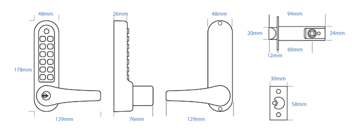 ASEC AS4300 Series Easy Code Change Digital Codelock With Key Override ...