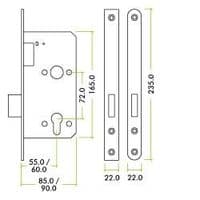 DIN Euro Deadlock - Backset 60mm