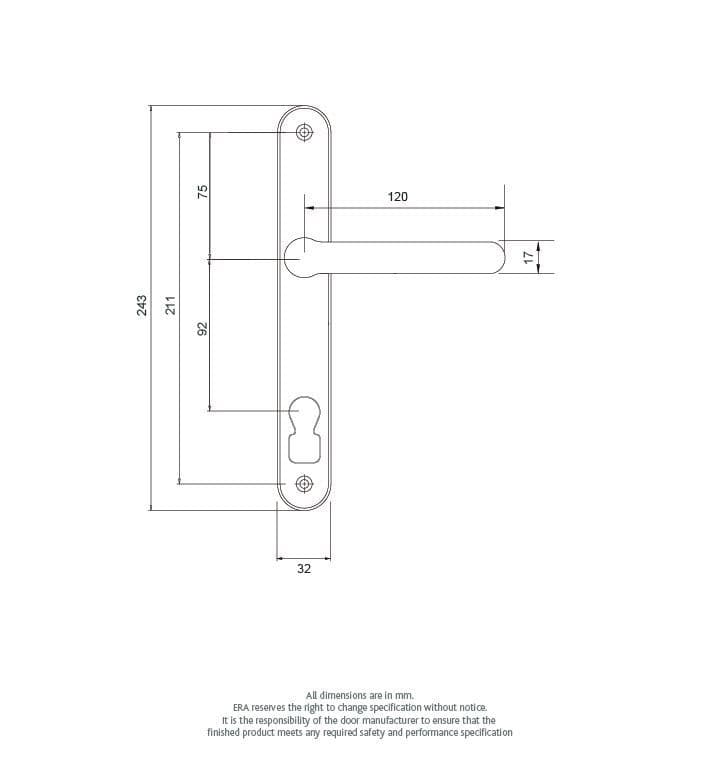 ERA Inline Lever Lever Door Handle for Invincible Door Locks