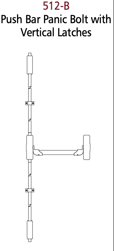 Exidor 512-B/UD Push Bar 2 Point Panic Bolt With Vertical Pullman Latches