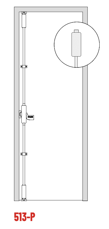 Exidor 513-P/UD Push Bar 3 Point Emergency Exit Bolt with Vertical Pullman