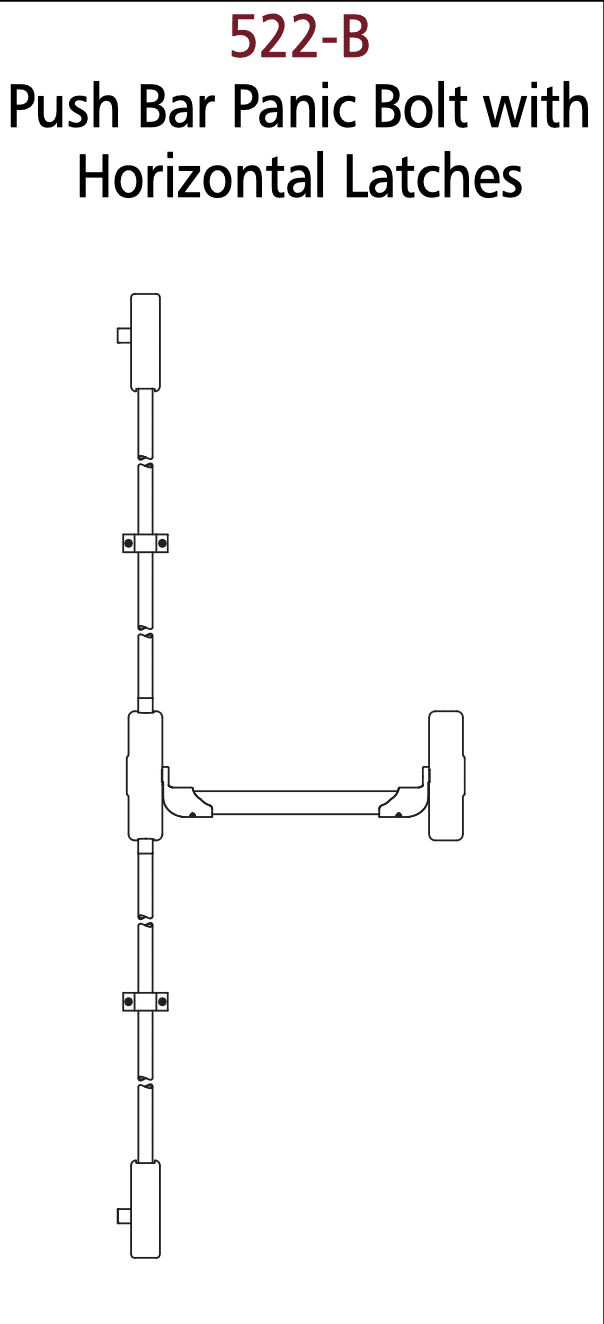 Exidor 522-B/UD Push Bar 2 Point Panic Bolt With Horizontal Pullman Latches