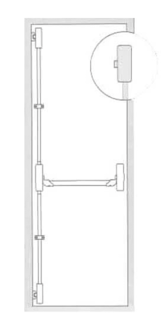 Exidor 522-B/UD Push Bar 2 Point Panic Bolt With Horizontal Pullman Latches