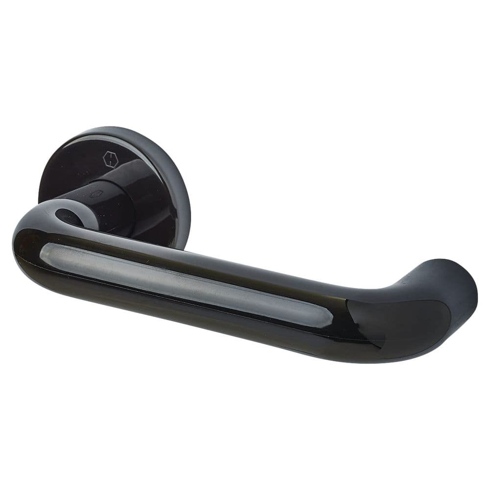 Hoppe AR600 RAL F9017 Lever On Rose Nylon Handle - Ebony Black - Pair