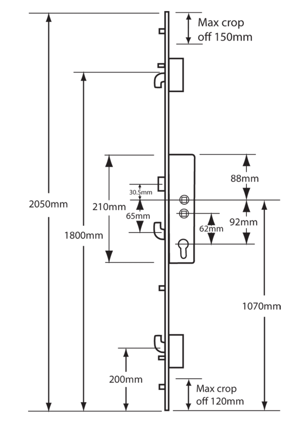 KENRICK Excalibur Lever Operated Latch & Hook Twin Spindle - 2 Hook & 3 ...