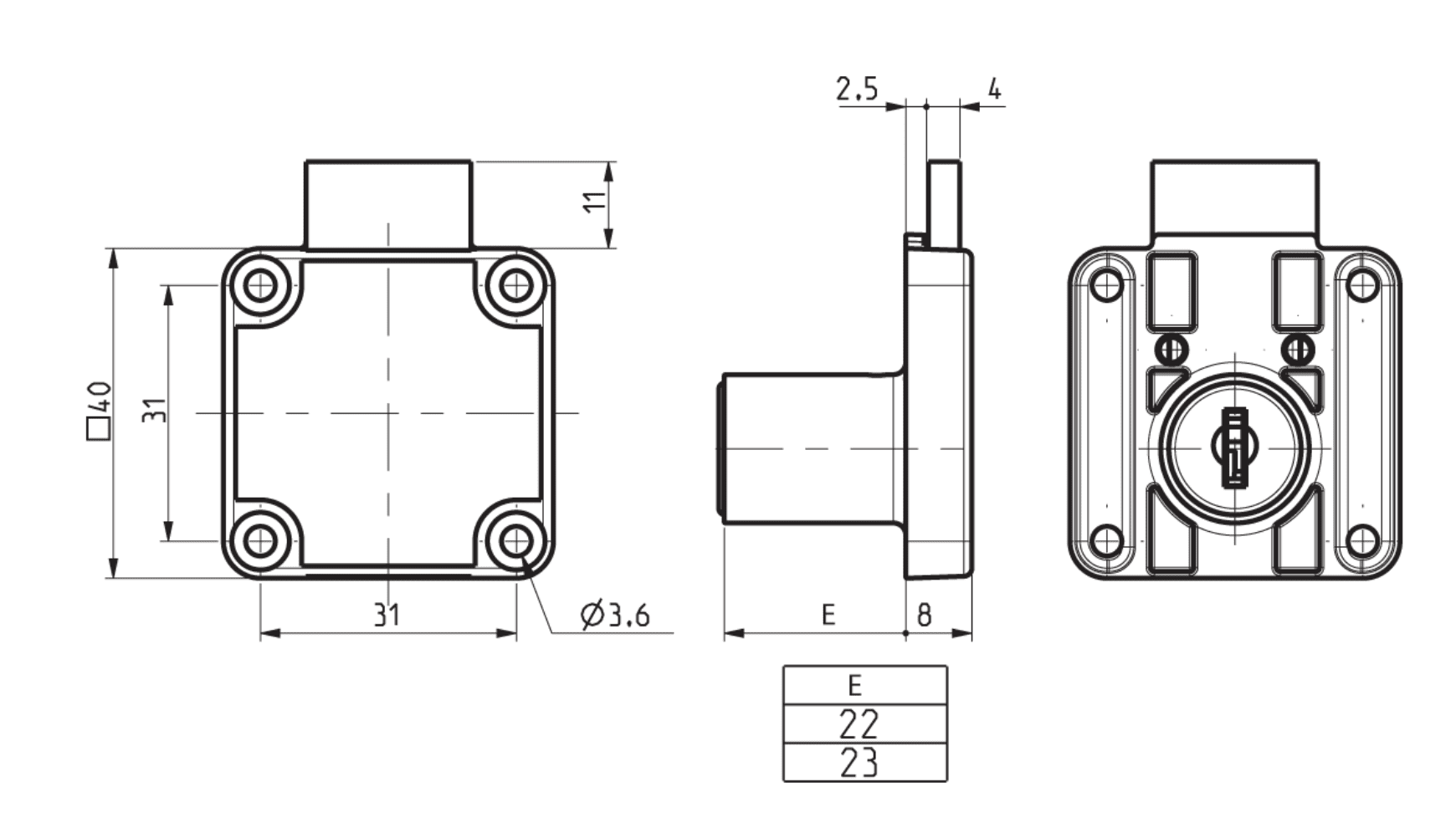 RONIS 4500 Square Drawer Furniture Lock