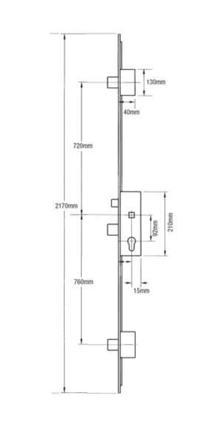 Sobinco Latch 3 Drop bolts 22mm Urail Faceplate Key Wind Operated ...