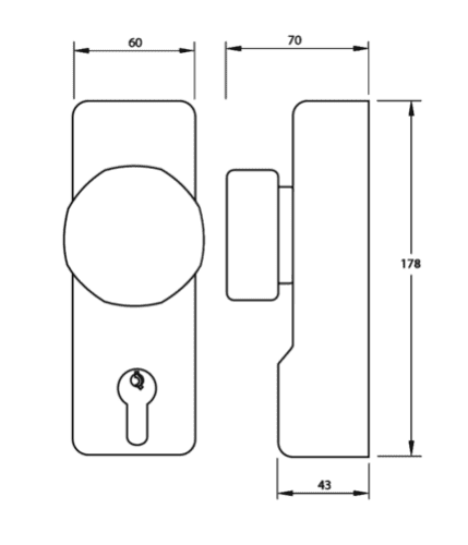 UNION ExiSAFE J-CE855OADKC-SIL Knob Operated Outside Access Device