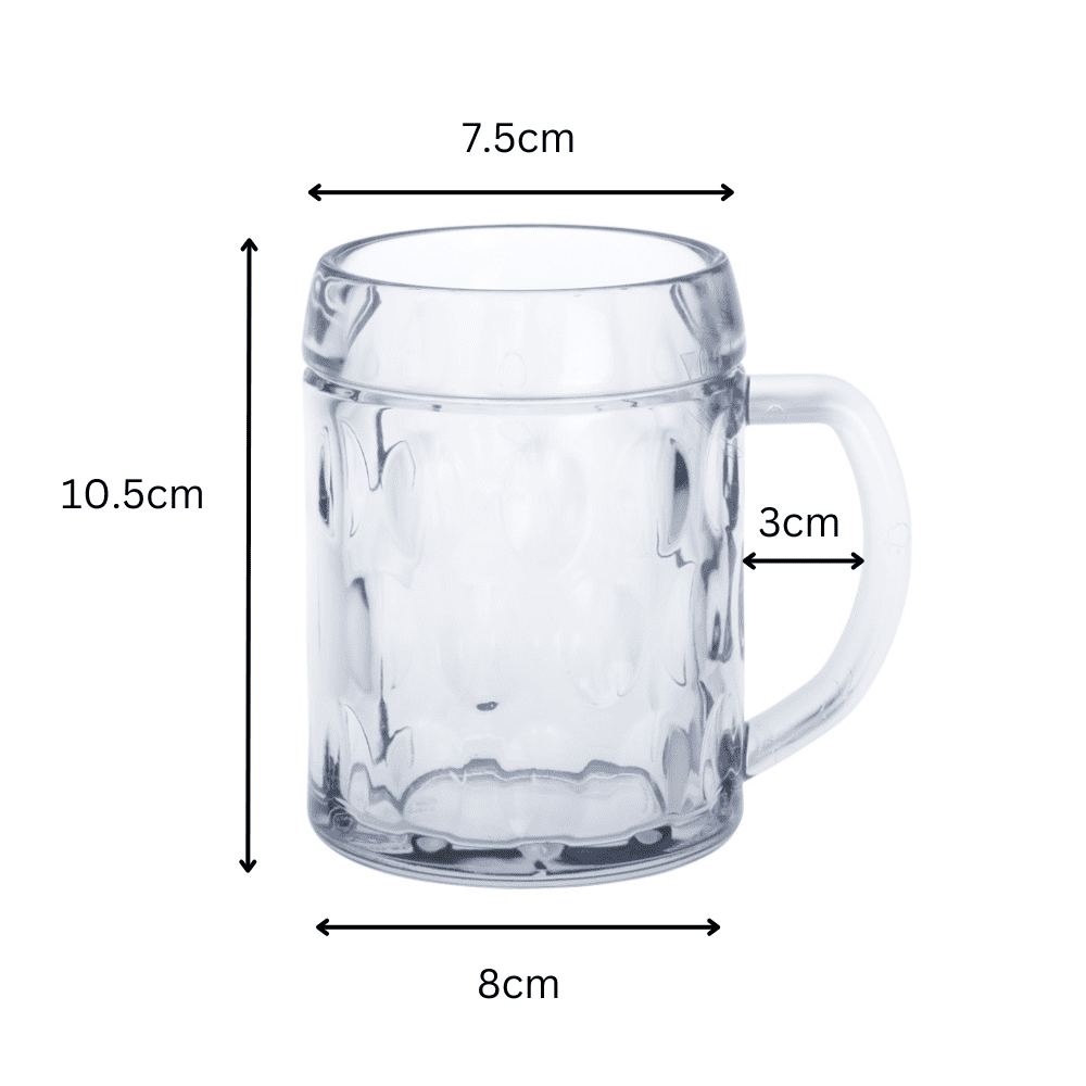 Classic Dimpled Virtually Unbreakable Half Pint Glass with Handle