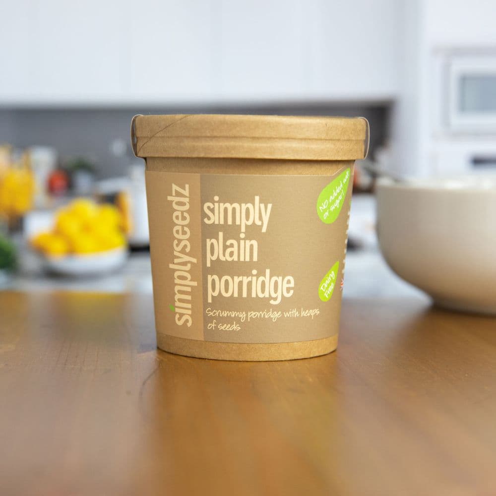 Simply Plain Jumbo Oats Porridge with Seeds 9 x 60g Pots Dairy free ...