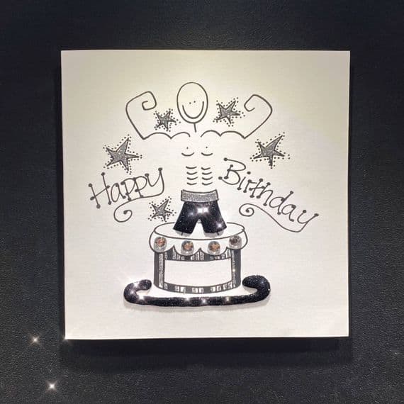 Happy Birthday Muscle Man Blue or Black