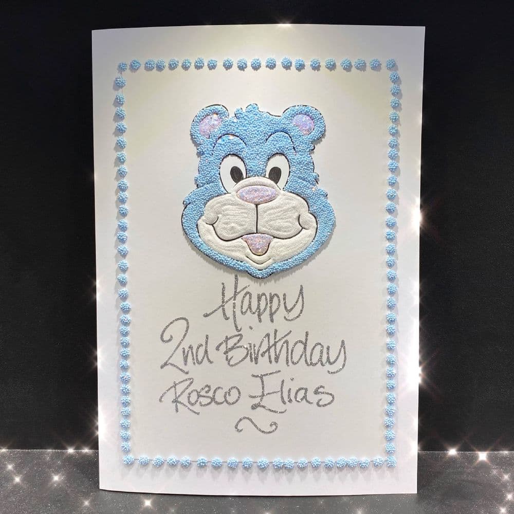 Large A4 Blue Teddy Bear Face