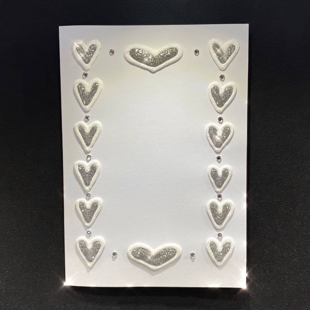 White Hearts & Bling Border; Gold or Silver