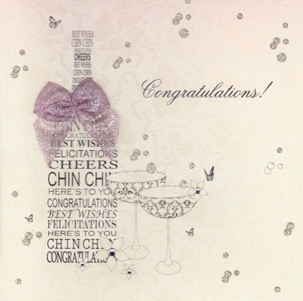 Congratulations Purple Bow Wedding card
