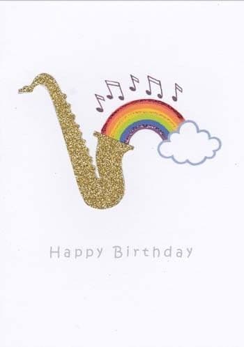 Gold Saxaphone Birthday Card