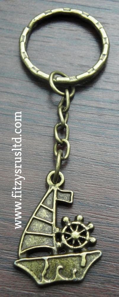Boat Keyring Key Ring Sailor Rudder Nautical