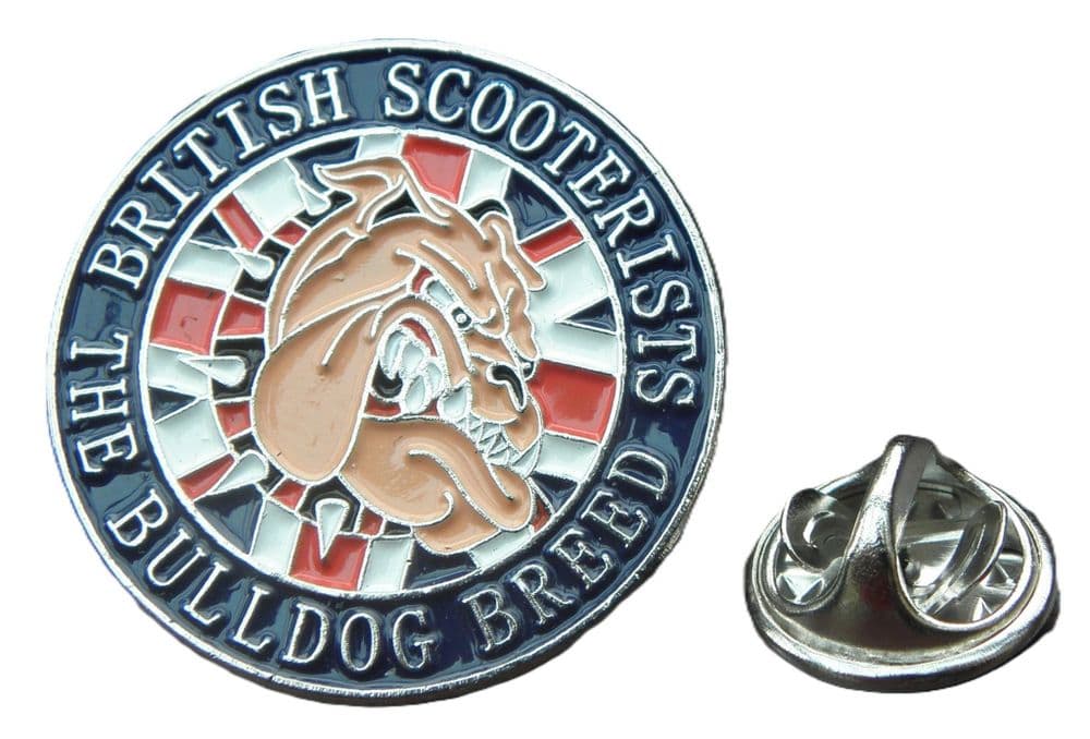 British Scooterists The Bulldog Breed Pin Badge