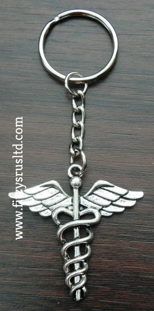 Caduceus Keyring Key Ring Herald s Staff Greek Symbol